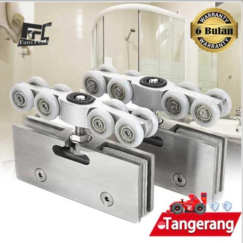 Jual FtStore Aksesoris Pintu Sliding Kaca Rel Roda Jepit Glass Clamp ...