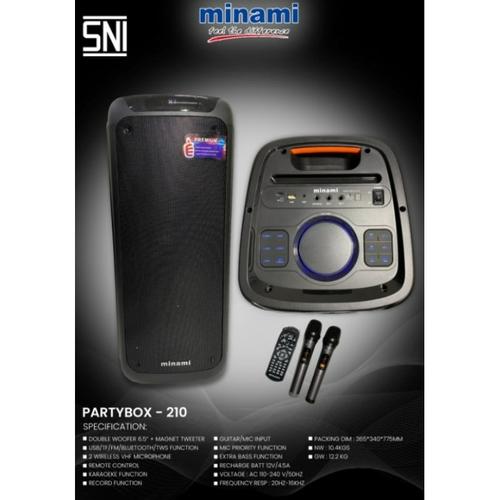 Jual MINAMI Partybox 210 PB-210 Speaker Double Woofer 6.5" Inch Speaker ...