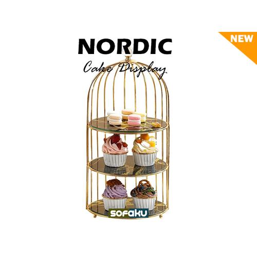 Jual 𝐒𝐎𝐅𝐀𝐊𝐔 : NORDIC Cake Display Showcase Modern Style Rak Tingkat Kue ...