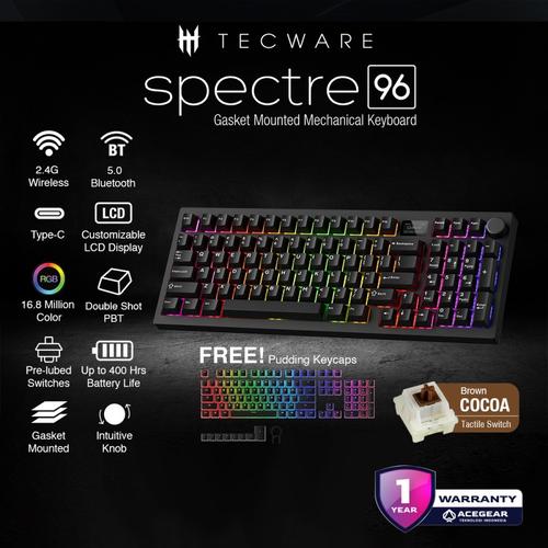 Promo TECWARE SPECTRE 96 BLACK WITH LCD AND KNOB COCOA BROWN SWITCH ...