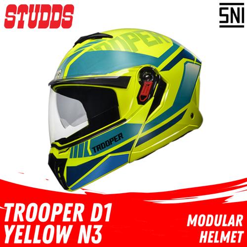 Jual STUDDS TROOPER D1 YELLOW N3 HELM MODULAR FLIP UP DOUBLE VISOR DV ...