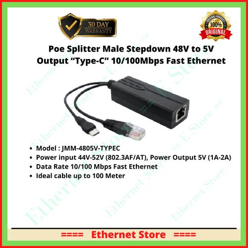 Jual PoE Splitter 48V to 5V Stepdown Power Over Ethernet Output type-C ...