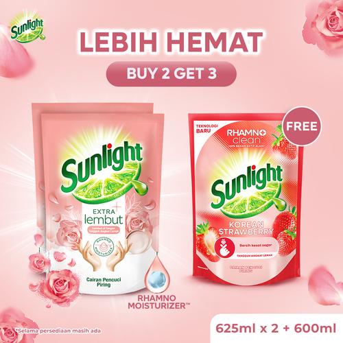 Promo Sunlight Extra Lembut 625ml isi 2 FREE Sunlight Korean Strawberry ...