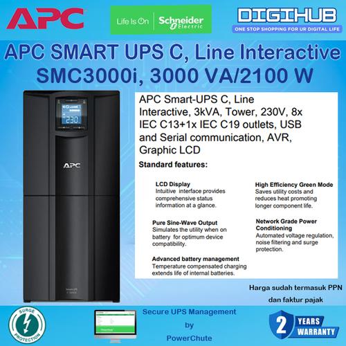 Jual SMC3000i,APC Smart-UPS C, Line Interactive, 3kVA/2100W, Tower ...