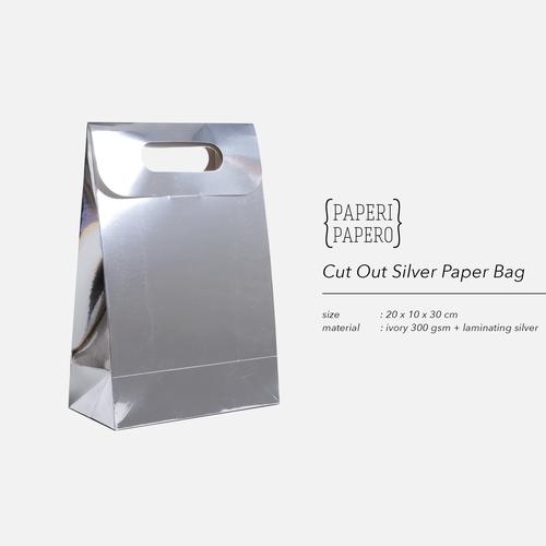 Jual Cut-out Handle Silver Paper Bag (20x10x30 cm) - Tas Kantong Kertas ...