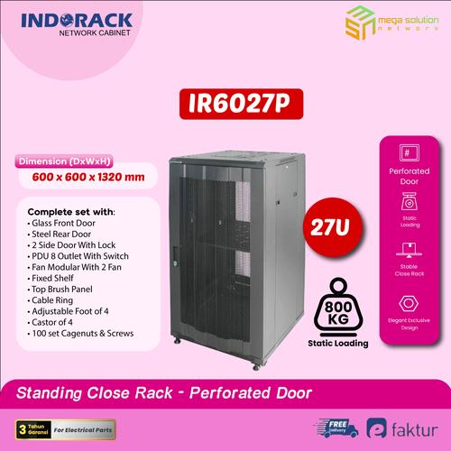 Jual INDORACK Standing Close Rack IR6027P 27U Depth 600mm Perforated ...