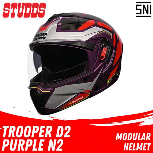 Jual STUDDS TROOPER D2 PURPLE N2 HELM MODULAR FLIP UP DOUBLE VISOR DV SNI DOT - XL - Kab ...
