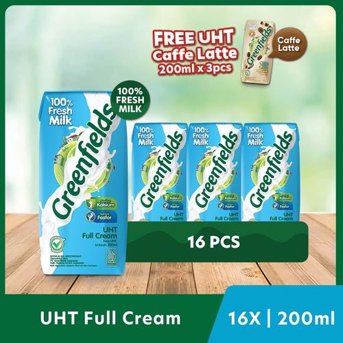 Jual [Bundling 16 Pcs] Greenfields Full Cream 200 ml FREE UHT Caffe ...