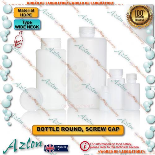 Jual AZLON Bottle Plastic HDPE, Round, Wide Neck, with Screw Cap ...