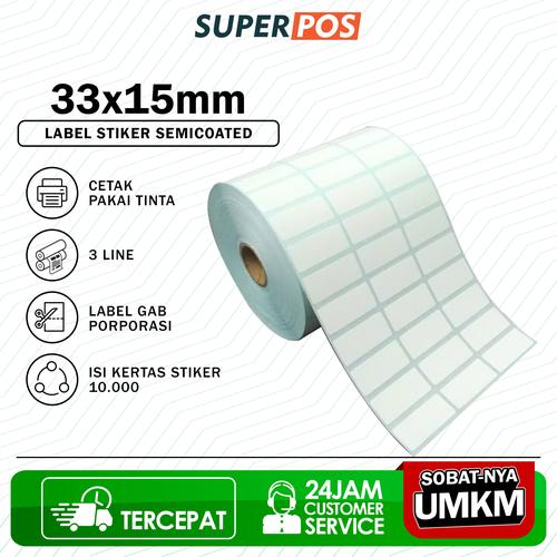 Jual Label Semicoated Stiker Barcode 33x15mm 3 line / Baris Isi 10.000 ...