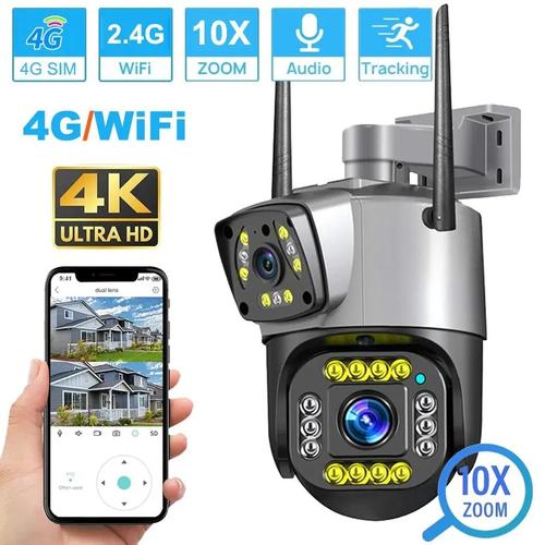 Jual Dual Lens 4G IP Camera WiFi 8MP 4K Surveillance Cameras Wireless ...