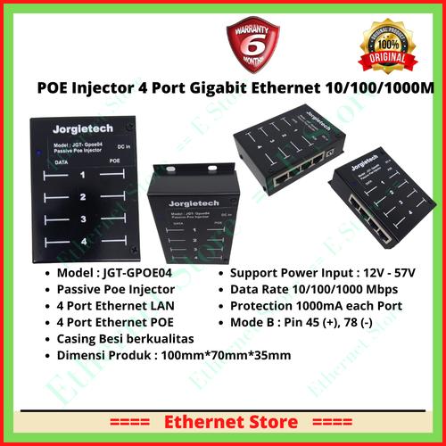Jual Jorgietech poe injector gigabit 4 port - Jakarta Timur ...