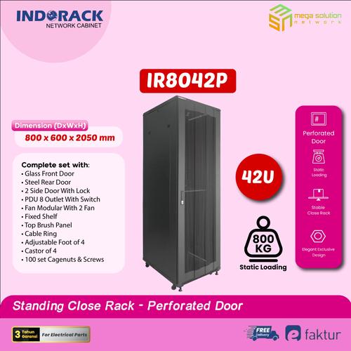 Jual INDORACK Standing Close Rack IR8042P 42U Depth 800mm Perforated ...
