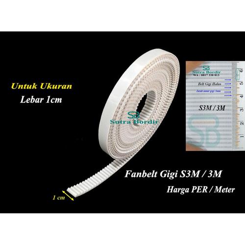 Jual timingbelt S3M lebar 10mm putih polyurethane fanbelt meteran gigi ...