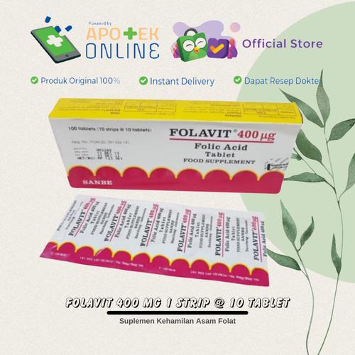 Jual Folavit 400 Mg 1 Strip @ 10 Tablet / Suplemen Kehamilan Asam Folat ...