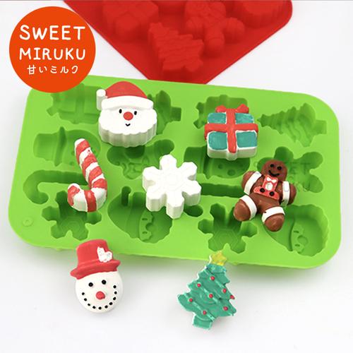 Jual B119 CETAKAN SILIKON TEMA NATAL MIX SANTA SNOWMAN POHON SUGAR CANE ...