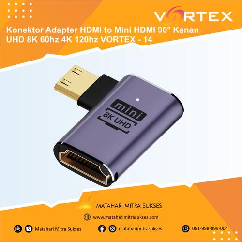 Jual Konektor Adapter HDMI to Mini HDMI 90° Kanan UHD 8K 60hz 4K 120hz ...