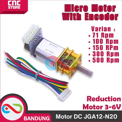 Promo MOTOR DC JGA12 N20 DC 3-6V HIGH TORQUE MICRO DC GEARBOX JGA12-N20 WITH ENCODER - 300 RPM ...