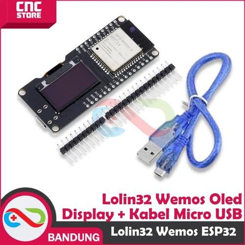 Jual LOLIN32 WEMOS ESP32 WITH OLED DISPLAY IOT BLUETOOTH 4MB ESP32 WIFI PLUS KABEL MICRO USB ...
