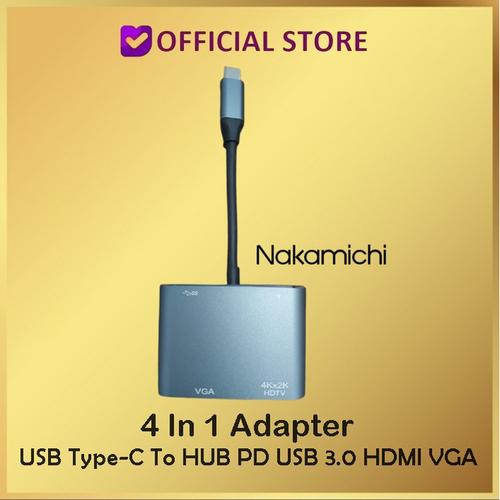 Jual Nakamichi USB-C TO HUB PD HDTV + VGA + USB ADAPTER 4 IN 1 ...