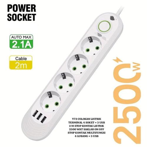 Jual V72 ORI COLOKAN LISTRIK 2M TERMINAL 4 SOKET 3 USB STOP KONTAK ...