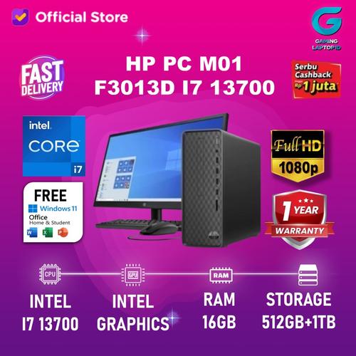 Promo HP PC M01 F3012D I7 13700 16GB 512GB+1TB HDD W11+OHS 21.5 + MONITOR Cicil 0% 3x - Jakarta ...