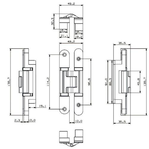 Jual ENGSEL HINGE HIDDEN CONCEALED SH40 TANAM PINTU HITAM BLACK ...