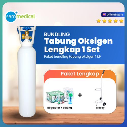 Jual Tabung Oksigen khusus Medis 1 m3 Warna Putih LENGKAP - Regulator ...