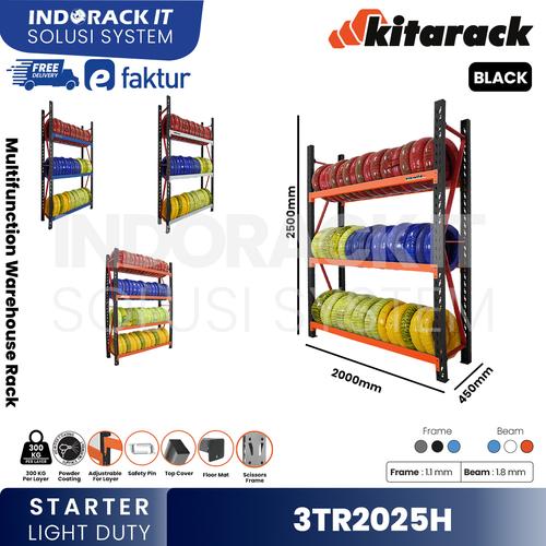 Jual KITARACK Tire Rack 3TR2025 Hitam Series Rak Ban Motor Mobil 300KG ...