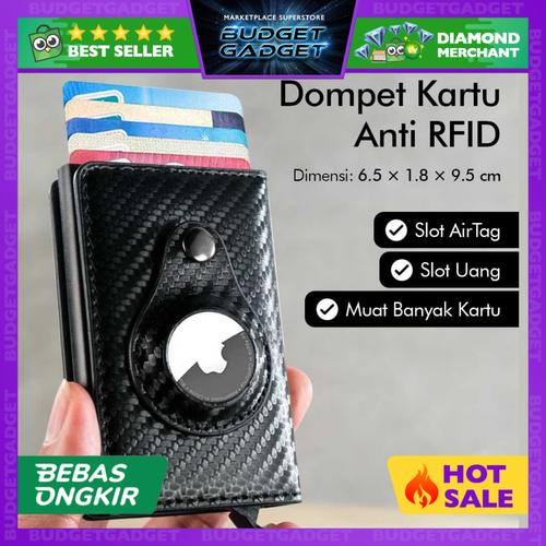 Jual Dompet Kartu Airtag Anti RFID Card Wallet with AirTag Slot - M218 ...