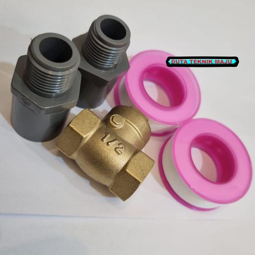 Jual Klep Tabok 1/2'' Kuningan Check Valve 1/2 inch + Sok drat luar ...