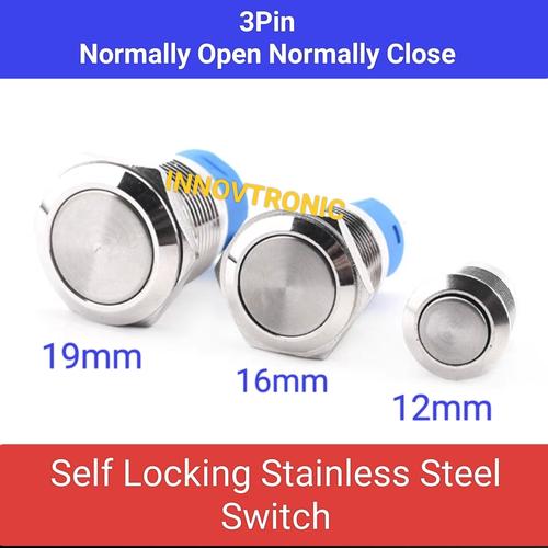 Jual 16mm 3Pin Saklar Push Button Self Locking NO NC Stainless Steel ...
