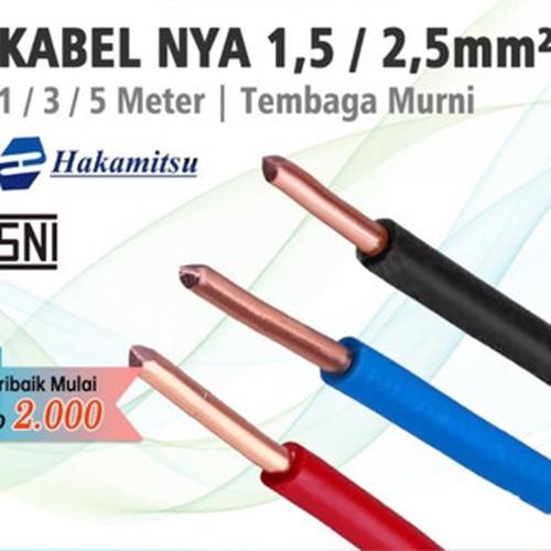 Jual Kabel listrik SNI NYA 1x1.5 50y hakamitsu KAWAT TUNGAL TEMBAGA ASLI SNI kbl satu tungal 1 ...
