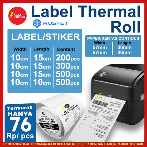 Jual Label Resi Thermal Label Struk Label Thermal Premium RUSFET ...