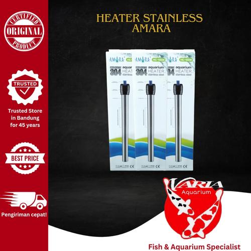 Jual Pemanas Air Aquarium 100w Aquarium Heater AMARA stainless 100 Watt ...