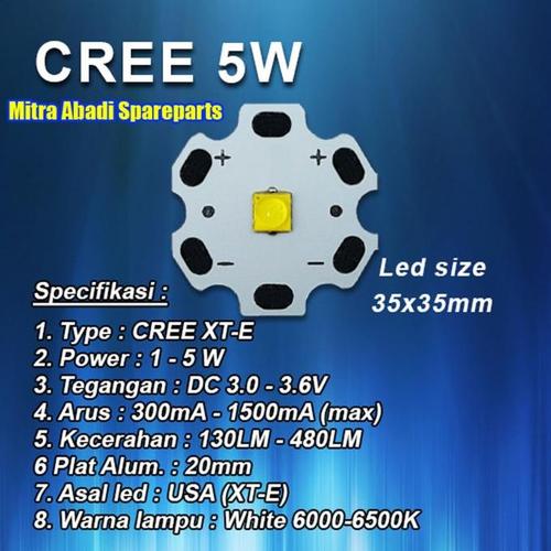 Jual Hpl 5W/High Power Led 5 Watt Cree Xt-E White Diameter 20Mm ...