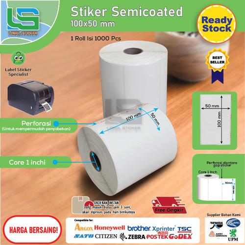 Jual LABEL BARCODE SEMICOATED 100x50 mm STIKER LABEL 100x50 mm 1000 PCS - Jakarta Barat - Label ...