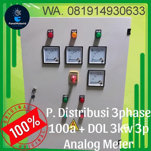 Jual panel distribusi 3phase 100a + dol starter 3kw 4hp/pk analog meter ...