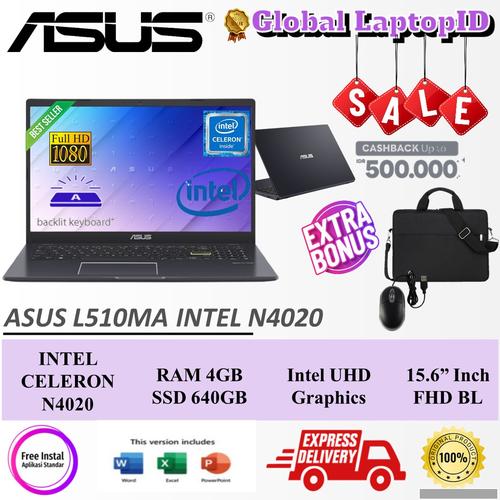 Jual Laptop ASUS L510MA Intel Celeron N4020 RAM 4GB 640GB SSD 15.6"Inch ...