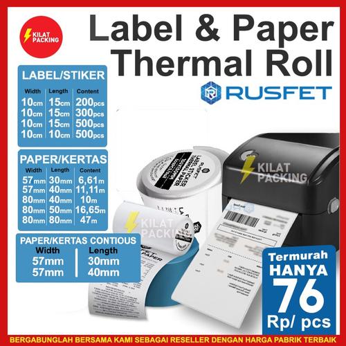Jual Label Resi Barcode Stiker Label Thermal Paper Stiker Lebel RUSFET ...
