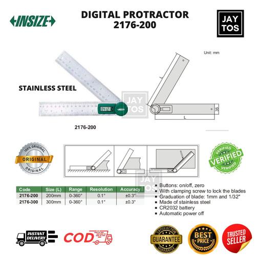 Jual Insize 2176-200 Digital Protractor Stainless Steel 200 mm Alat ...
