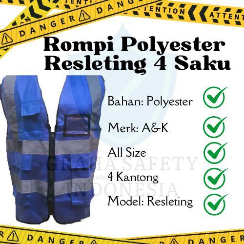 Jual Rompi Safety Polyester 4 Saku / Kantong With Id card - Orange ...