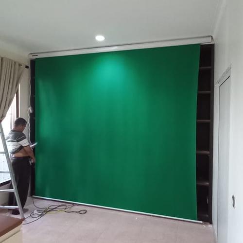 Jual layar green screen motorized lebar 4meter X 3meter elektrik remote ...