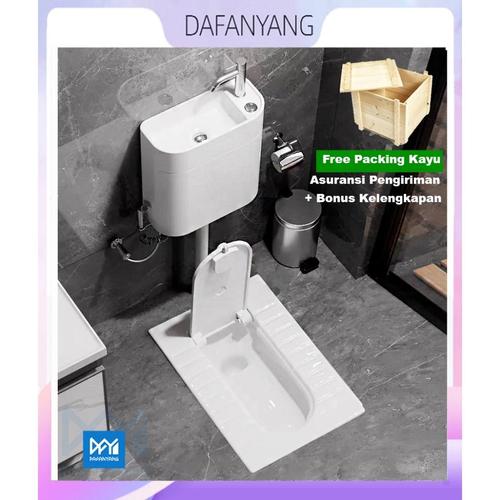 Jual Kloset Jongkok Set Dengan Penutup Flush Lengkap Watertank Wastafel Model Terbaru | Toilet ...