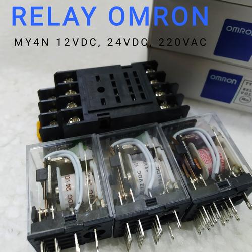 Jual relay Omron original my4n 12vdc,24vdc,220vac 14 kaki set socket/Relay Omron - socket ...