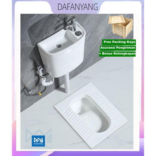 Jual Kloset Jongkok Flush 1 Set Dengan Water tank Wastafel Keramik Model Terbaru | Toilet ...