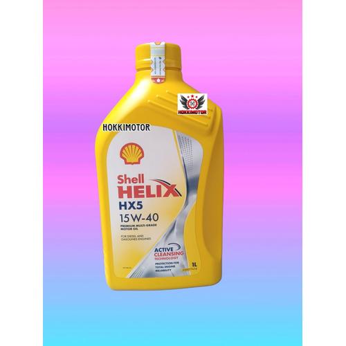 Jual OLI MESIN SHELL HELIX HX5 SAE 15W-40 1 LITER SCAN BARCODE BENSIN ...