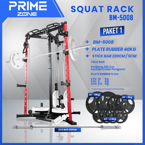 Jual BODYMASTER Paket Functional Squat Rack BM-5008 + Beban 40KG, Dual ...