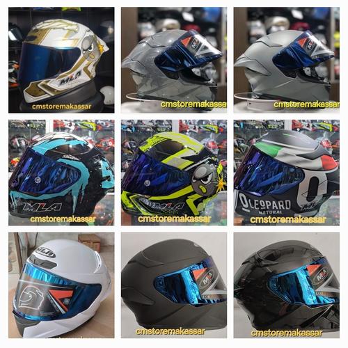 Jual Helm MLA Crypton Full Face Flat Visor Iridium Blue SNI Model Mirip ...
