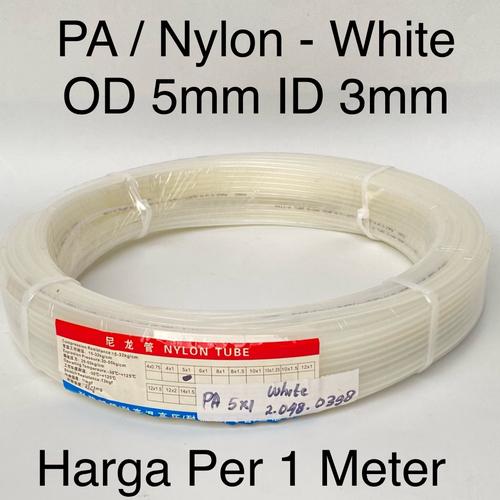 Jual Selang PA Nylon Tubing Putih White 5mm x 3mm OD 5mm ID 3mm Thickness 1mm Tube | PA5 ...